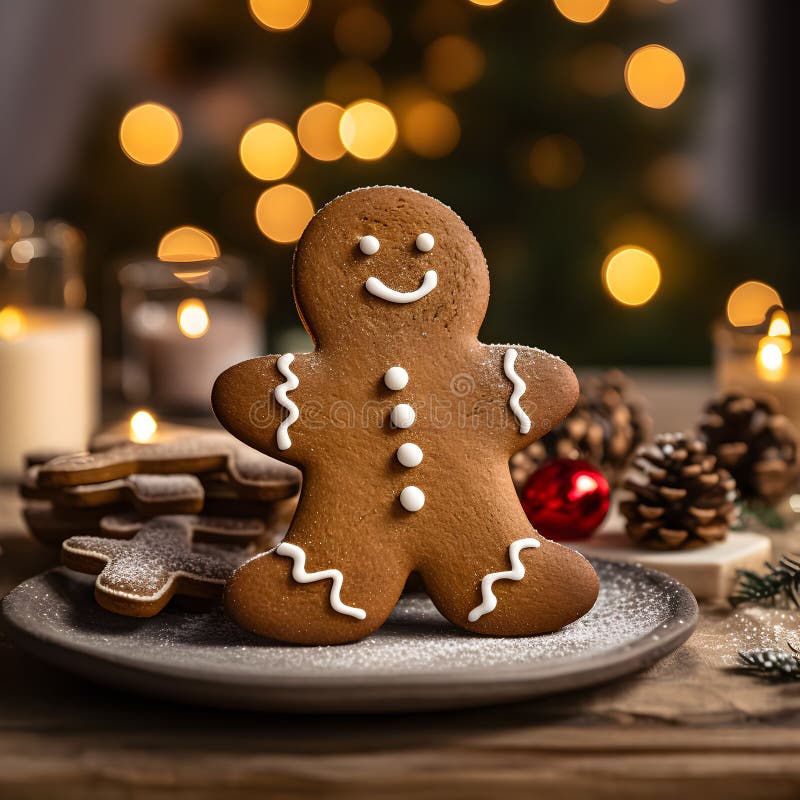 Christmas Cookies, Gingerbread Man on the Table. Ai Stock Image - Image ...
