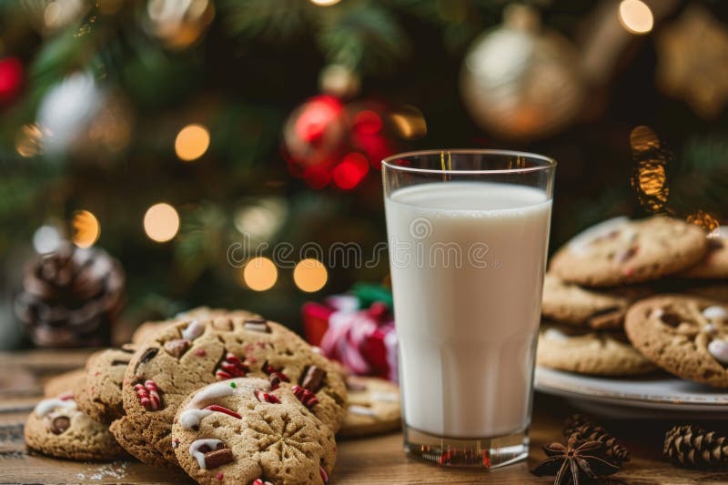 Christmas Cookies and Milk Left Out for Santa Stock Photo - Image of ...