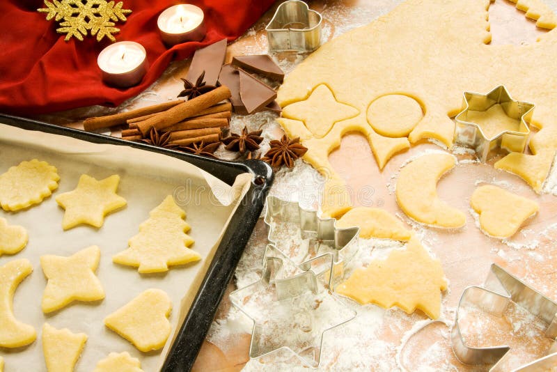 Christmas Cookies Preparation Stock Photo - Image of biscuit, pastry ...