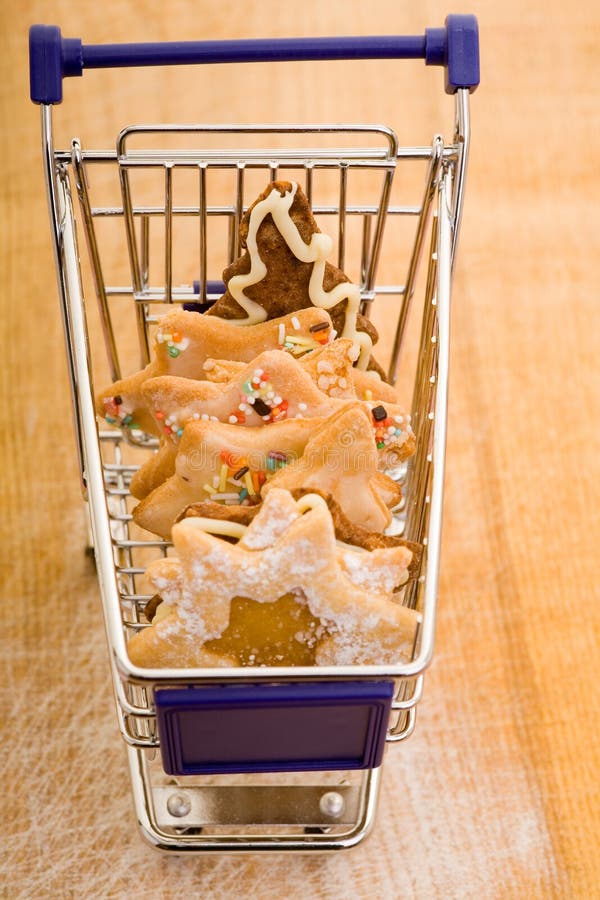 Christmas Cookies in Shopping Cart Stock Photo - Image of supermarket ...