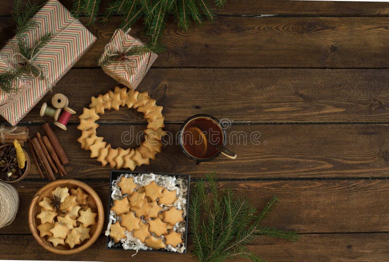 Christmas Cookies Star in the Box on the Table Stock Photo - Image of ...