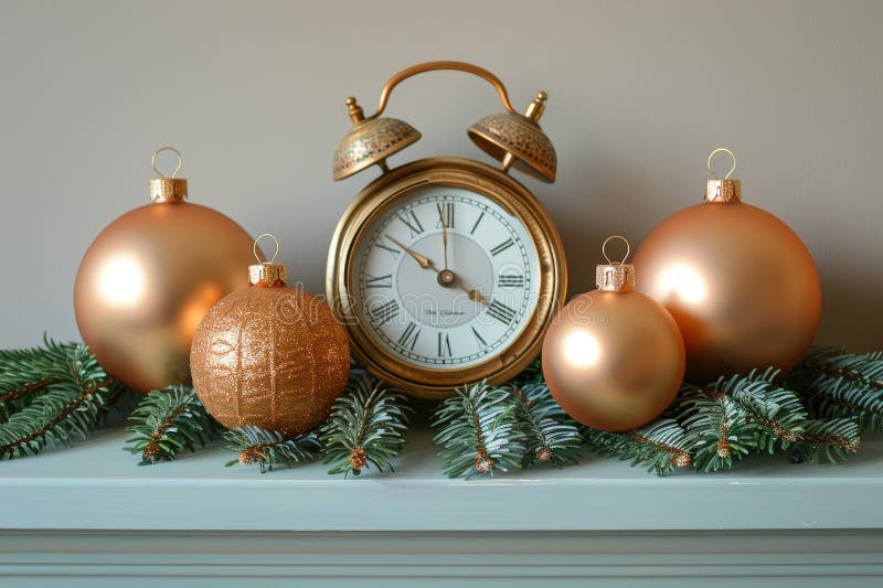 Christmas Countdown Concept Featuring Alarm Clock and Festive Decor on ...