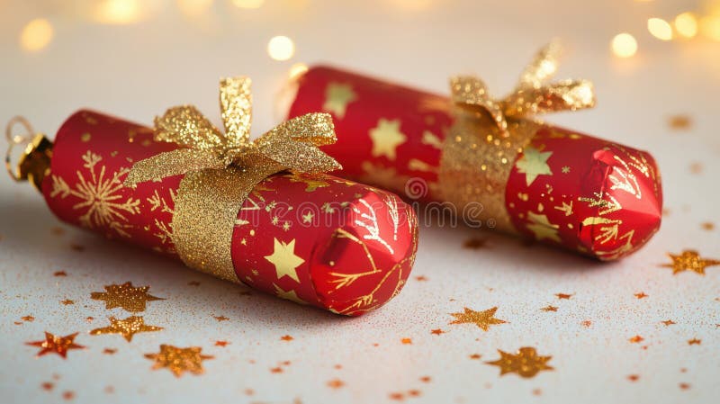 Christmas Cracker Decorations on a Holiday Dinner Table Stock ...