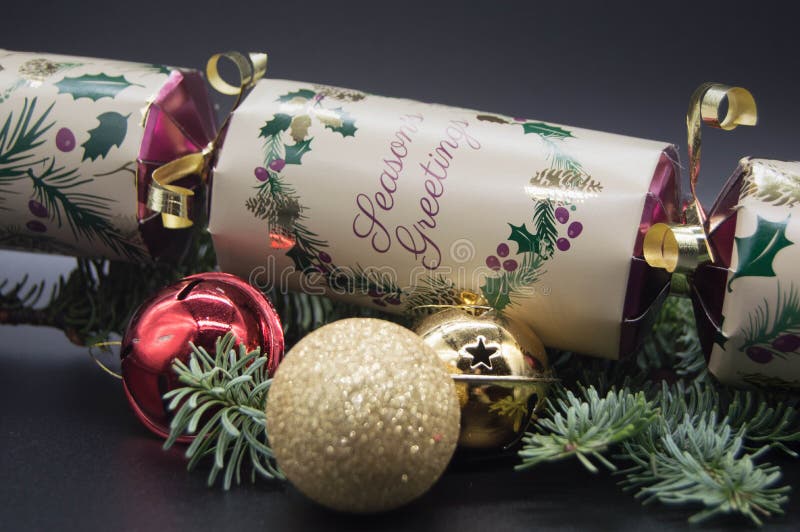 Christmas Cracker with Season Greetings Text Stock Image - Image of ...