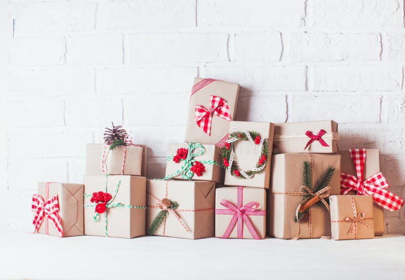 Christmas craft boxes stock photo. Image of green, copy - 102888618