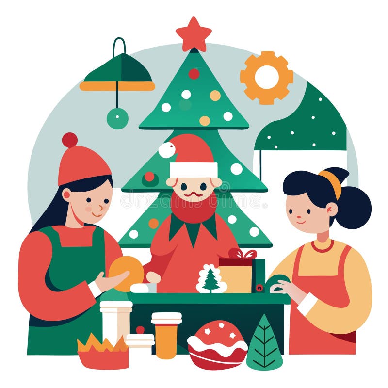 Christmas Craft Workshop. People Learn To Make Christmas Handmade Stuff ...