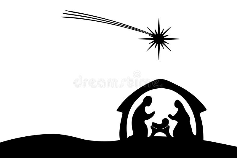 Christmas Nativity Scene Background. Black Silhouettes Isolated on ...