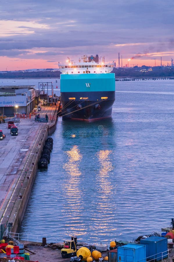 Southampton Eastern Docks from on Sky Princess after Sunset Editorial ...