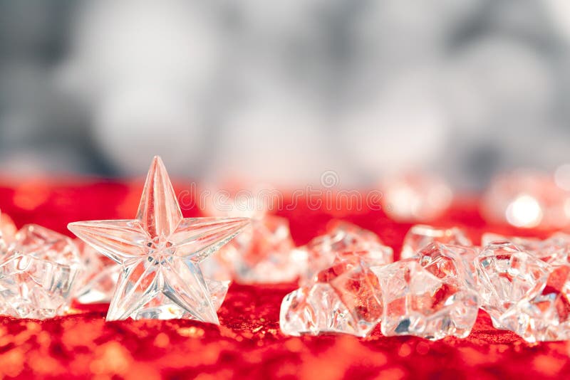 Christmas Crystal Star on Ice Cubes Stock Image - Image of holiday ...