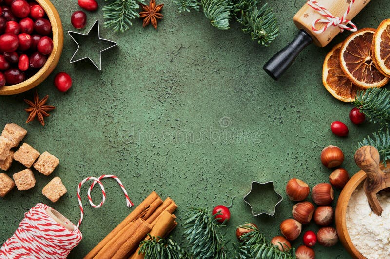 Christmas Culinary Background with Ingredients for Cooking Christmas ...