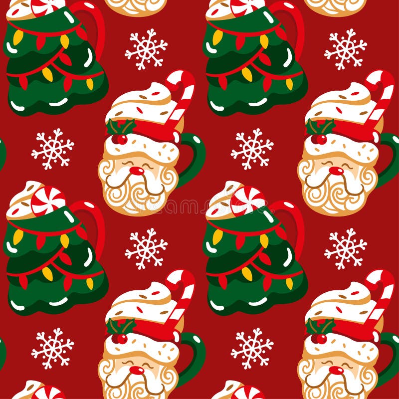 Christmas Cups in the Shape of a Santa Claus and Christmas Tree. Stock ...