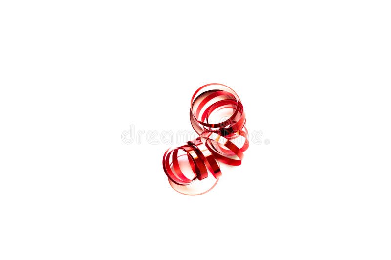Red Curling Ribbon Isolated on White Stock Image - Image of bright ...