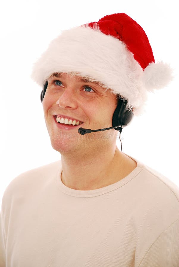 Christmas Customer Service Worker Stock Photo - Image of call ...