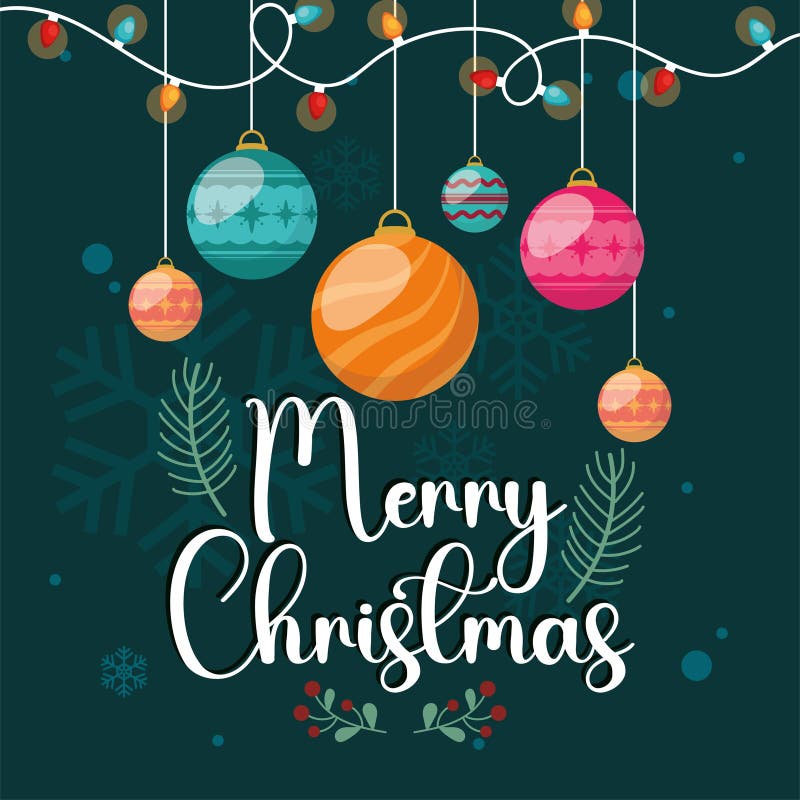 Christmas Cute Card with Christmas Tree Balls Vector Stock Illustration ...