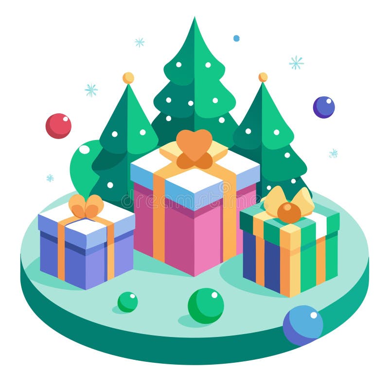 Christmas 3D Background . Gift Boxes . Christmas Ornaments Stock Vector ...