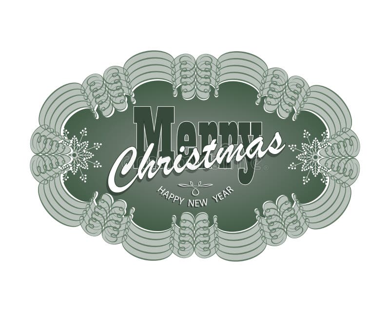 Christmas Green Oval Emblem with Snowflakes and Merry Christmas Text ...