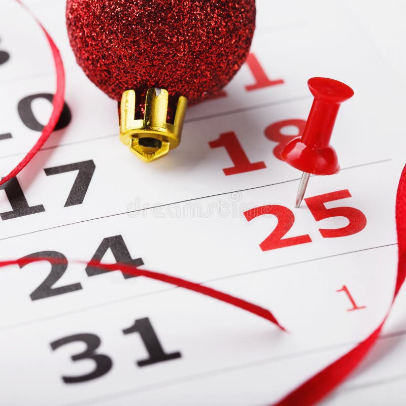 Christmas Date is Highlighted in the Calendar Stock Photo - Image of ...