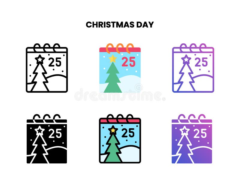 Christmas Day Calendar Icon with Different Style. Stock Vector ...