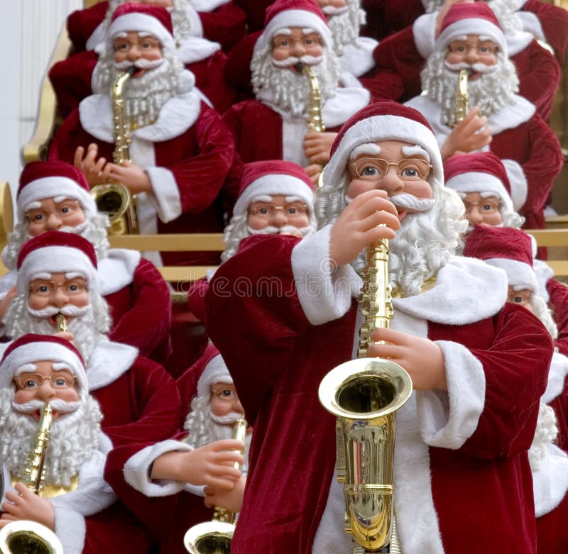 Christmas Day:Santa Claus Models Playing Saxophone Stock Photo - Image ...