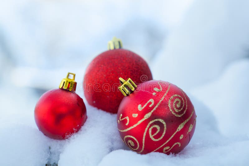 Christmas Decor Ball on Snow Stock Photo - Image of december, color ...