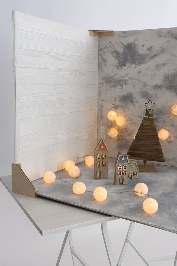 Christmas Decor and Double-sided Backdrops on Table in Photo Studio ...