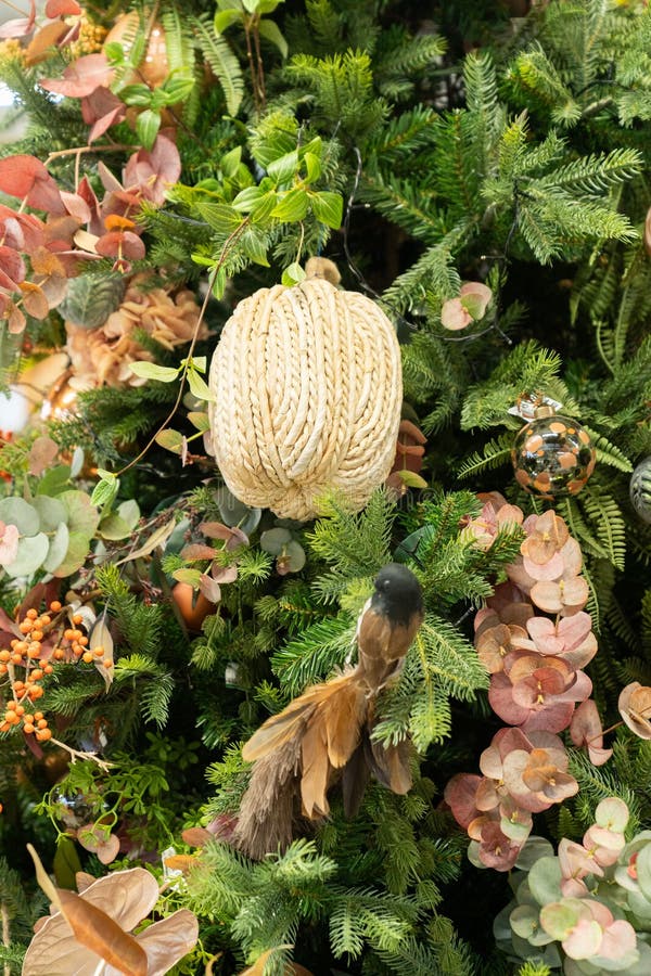 Christmas Decor on the Tree, Pine Cones, Balls Stock Image - Image of ...