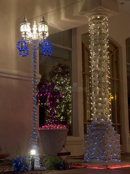 Christmas Decorated Column and Lamppost Stock Image - Image of ...
