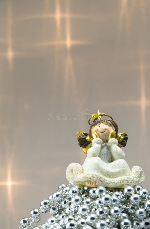 Golden Christmas or Guardian Angel with Stars for Decoration Stock ...