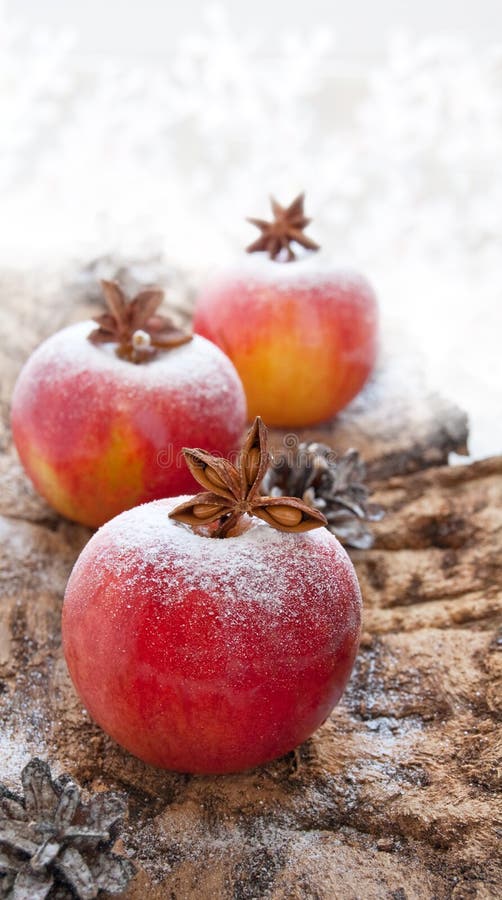 Frosted Christmas apple stock image. Image of cold, star - 27394491