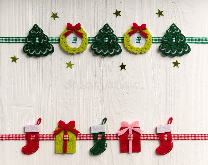 Christmas Decoration on a Background of White Painted Rustic Boa Stock ...