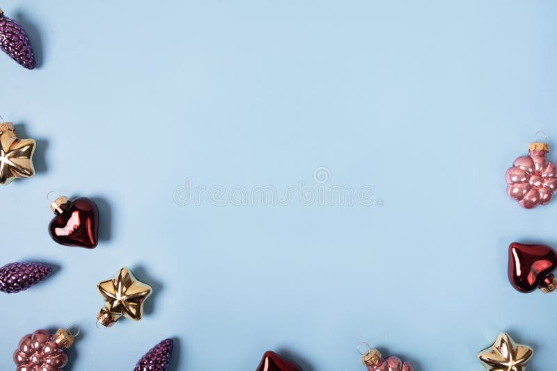 Christmas Decoration on Blue Background, Festive Frame Stock Photo ...
