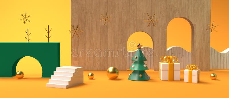Christmas Decoration with Geometric Shapes - 3D Render Stock ...