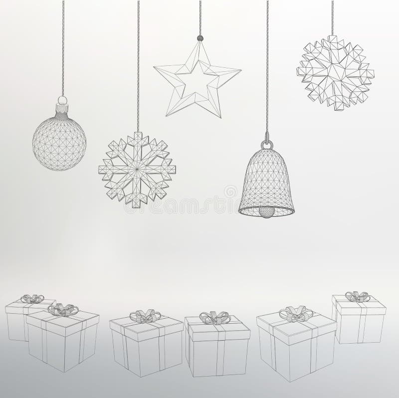 Christmas Decoration and Gift Box Vector Illustration. Polygon Triangle ...