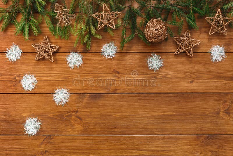 Christmas Decoration, Gift Boxes and Garland Frame Background Stock ...