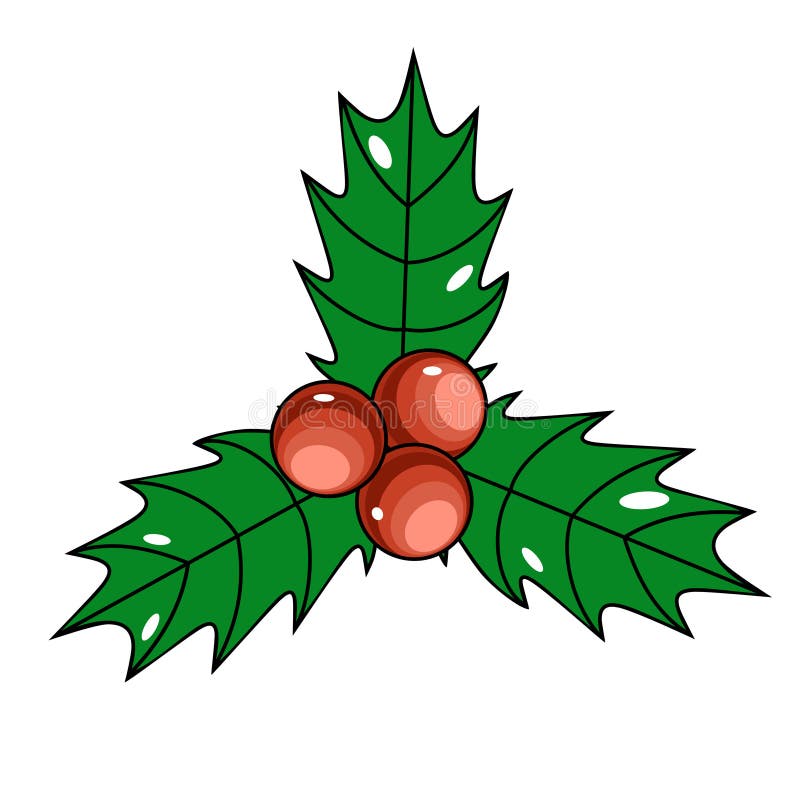 Christmas Decoration with Holly Tree Stock Vector - Illustration of ...