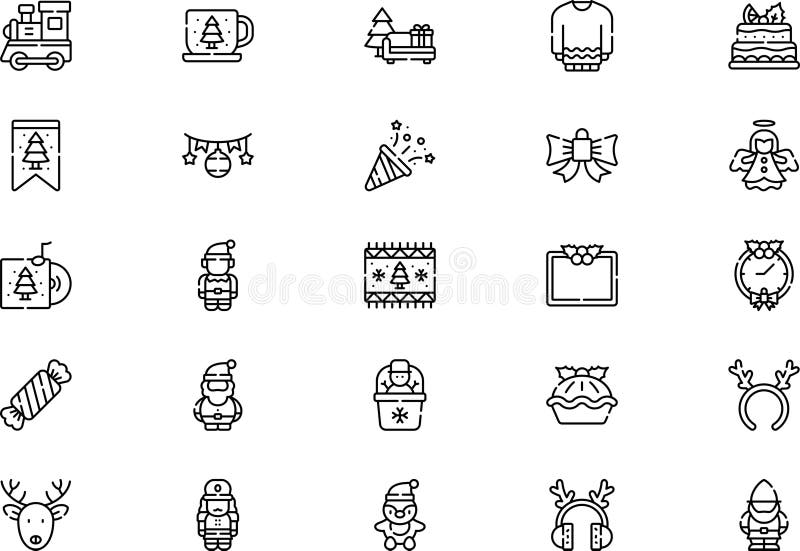 Christmas Decoration Icons Collection is a Vector Illustration with ...
