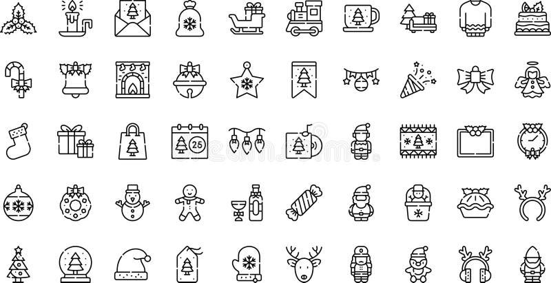 Christmas Decoration Icons High-Quality Vector Icons Collection with ...