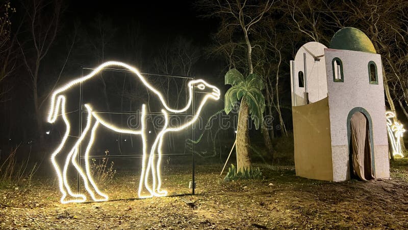 Christmas Decoration of the Illuminated Silhouette of a Camel Stock ...