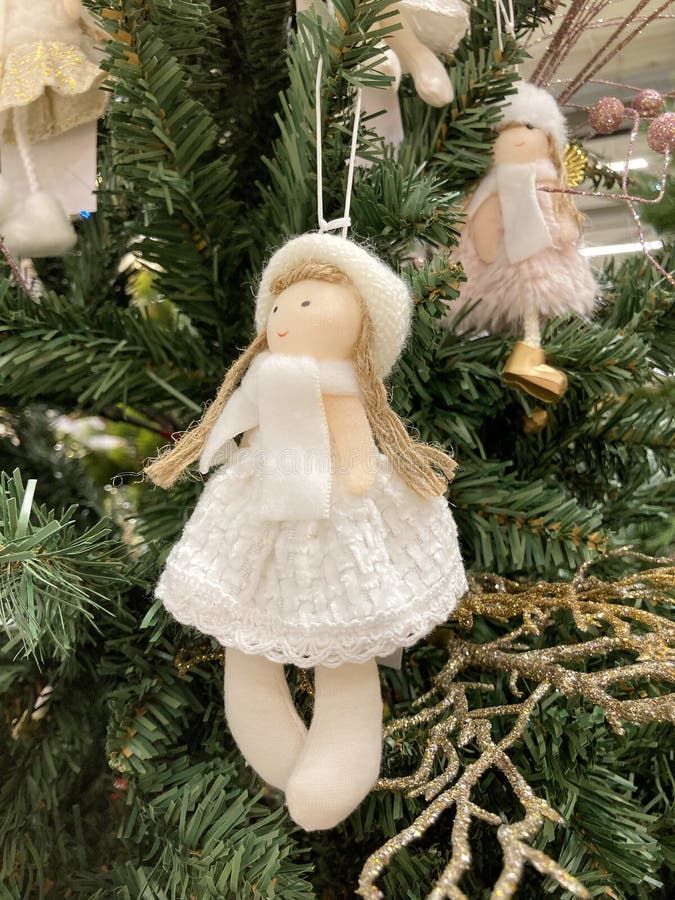 Christmas Decoration Little Doll Hanging in the Tree Stock Image ...