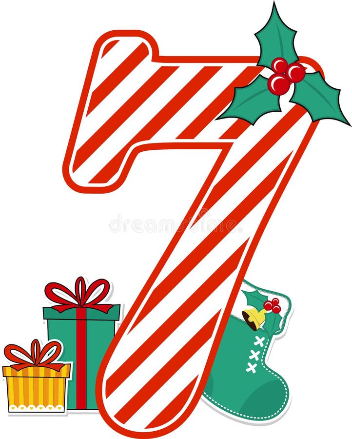 Christmas Decoration Number 1 with Candy Cane Pattern Stock Vector ...