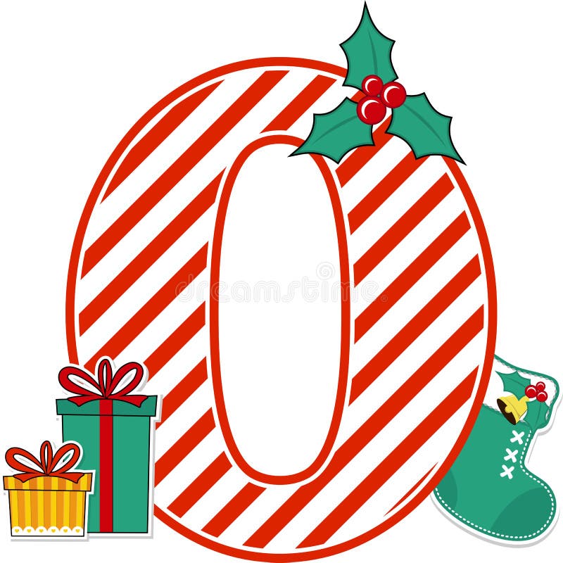 Christmas Decoration Number 0 with Candy Cane Pattern Stock Vector ...