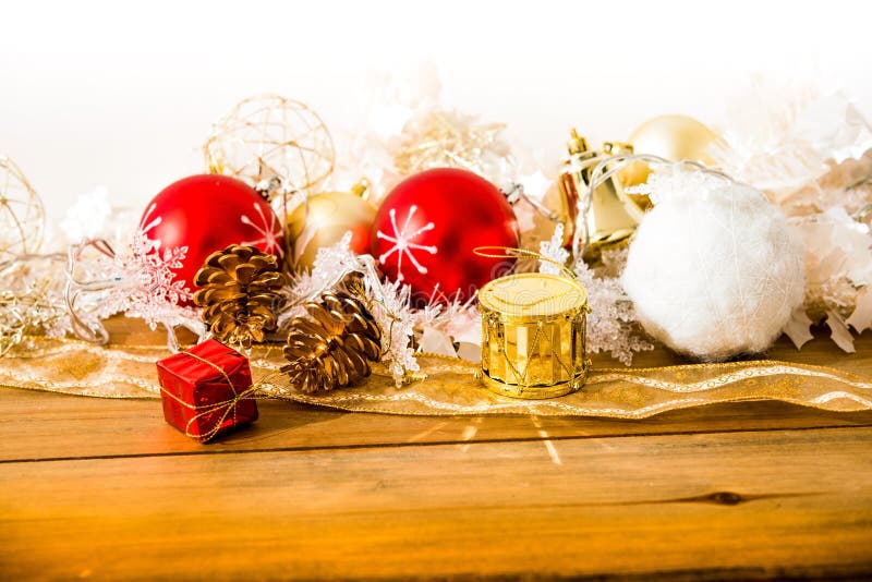 Christmas Decoration Over Lights Stock Image - Image of plank, round ...