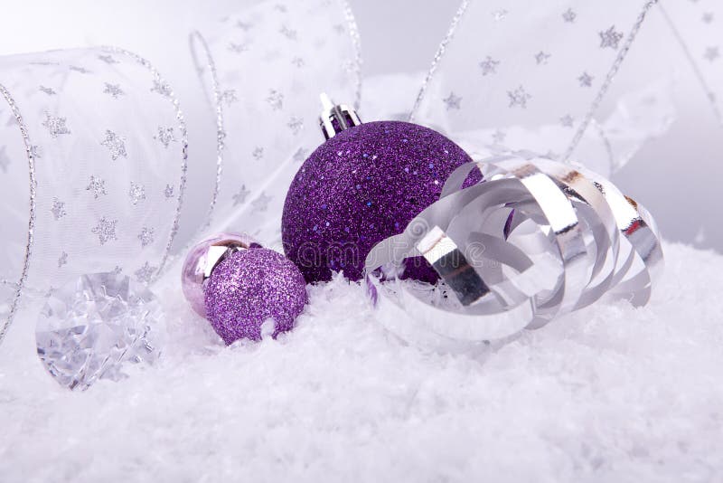 Purple Christmas ornaments stock image. Image of detail - 21998747