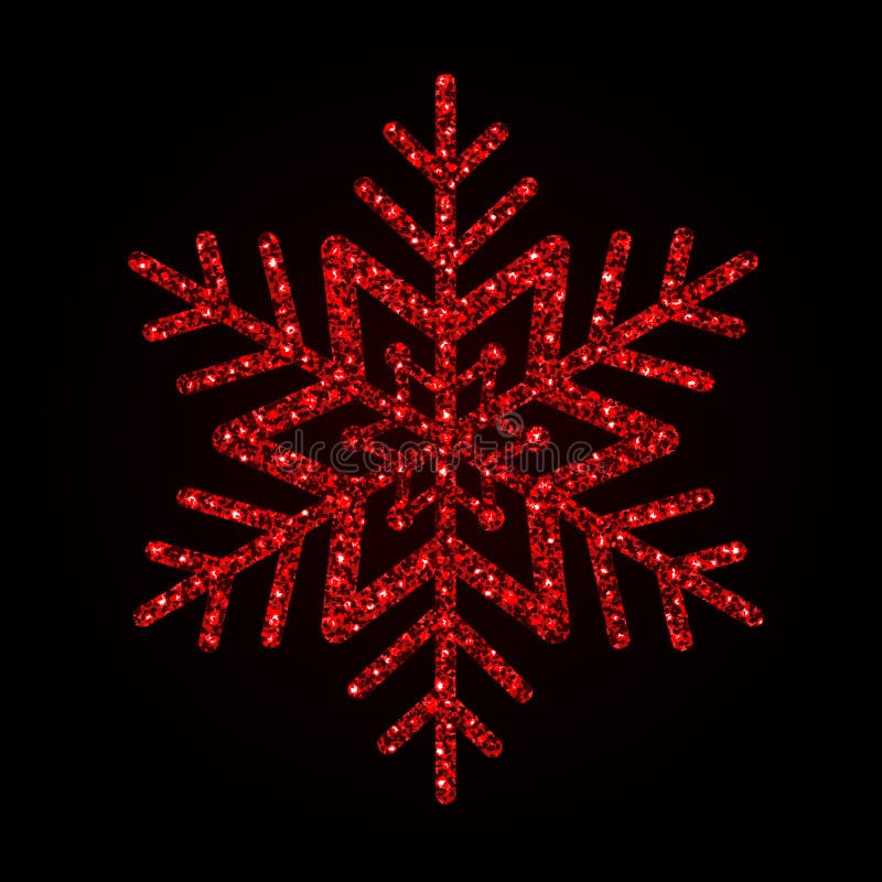 Christmas Decoration. Red Glitter Snowflake Texture Isolated. Vector ...