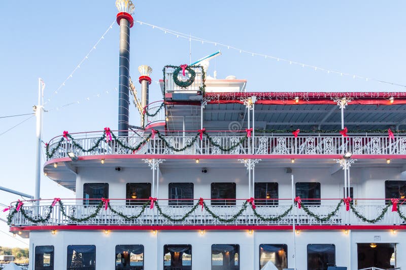 Christmas Decoration on River Boat Stock Photo - Image of classic ...