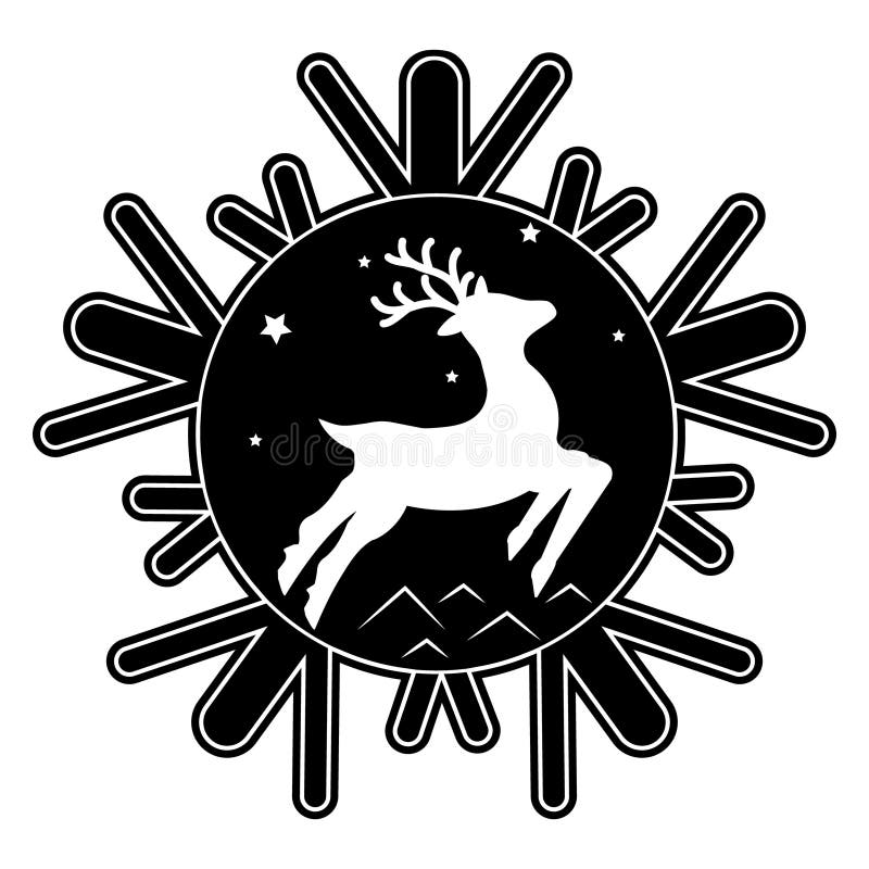 Christmas Decoration Snowflake with Deer, Stencil Stock Vector ...