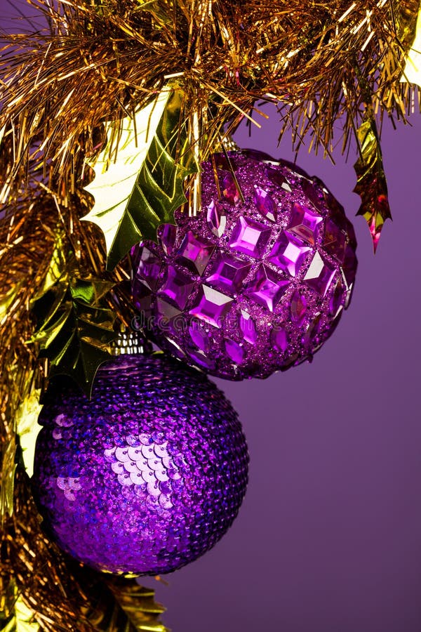 Violet Christmas balls stock photo. Image of navidad, party - 3918904