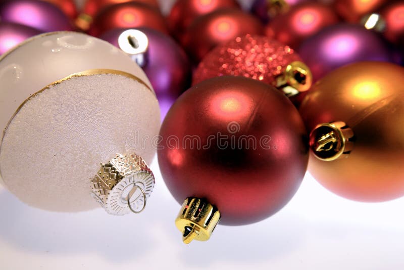 Shiny Red Christmas Bulbs and Pretty Lights Stock Image - Image of ...