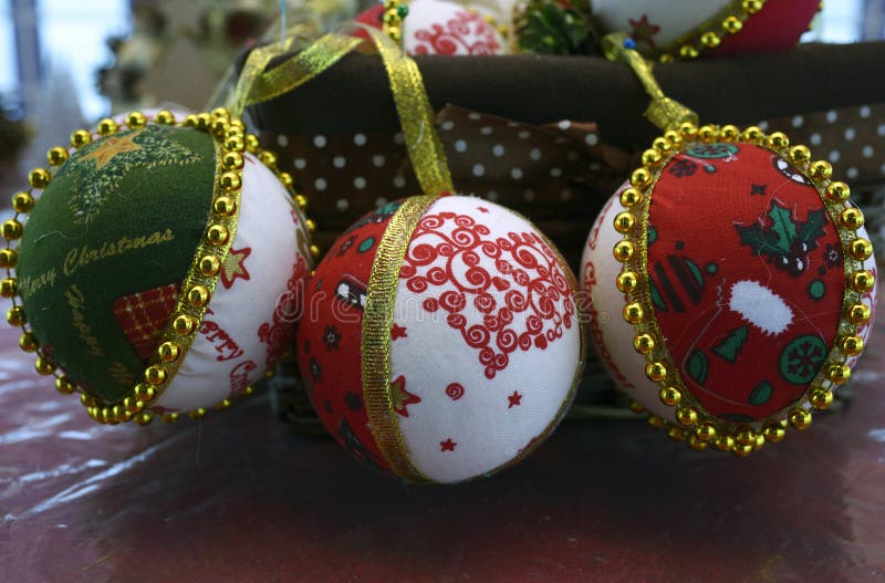 Christmas Decorations Balls Made of Wool, Balls, Placed on the Table ...