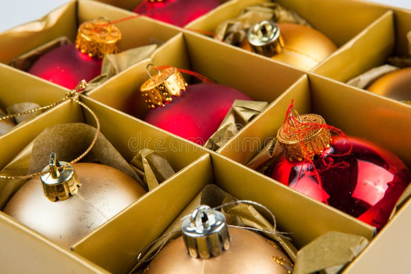 Christmas Decorations Fine Stored in a Box, Ready for Use Stock Photo ...